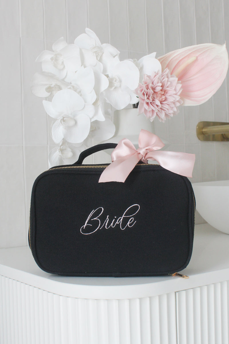 Personalised Bride Black Vanity Case | Miss Poppy Design