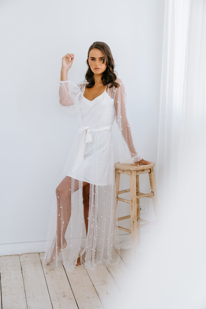 Pearl Maxi Robe | Miss Poppy Design Pearl Bridal Robe
