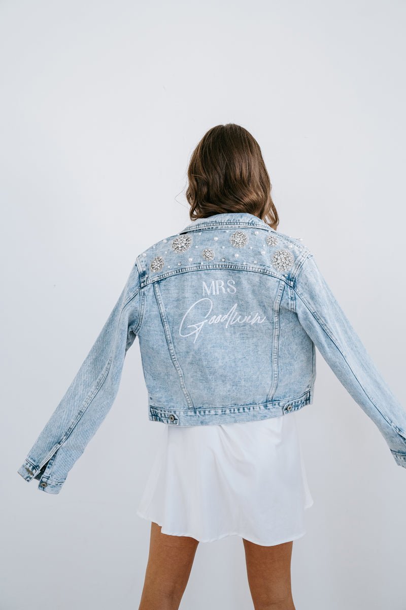Embellished Bride Denim Jacket | Personalised Denim Jacket | Customised ...