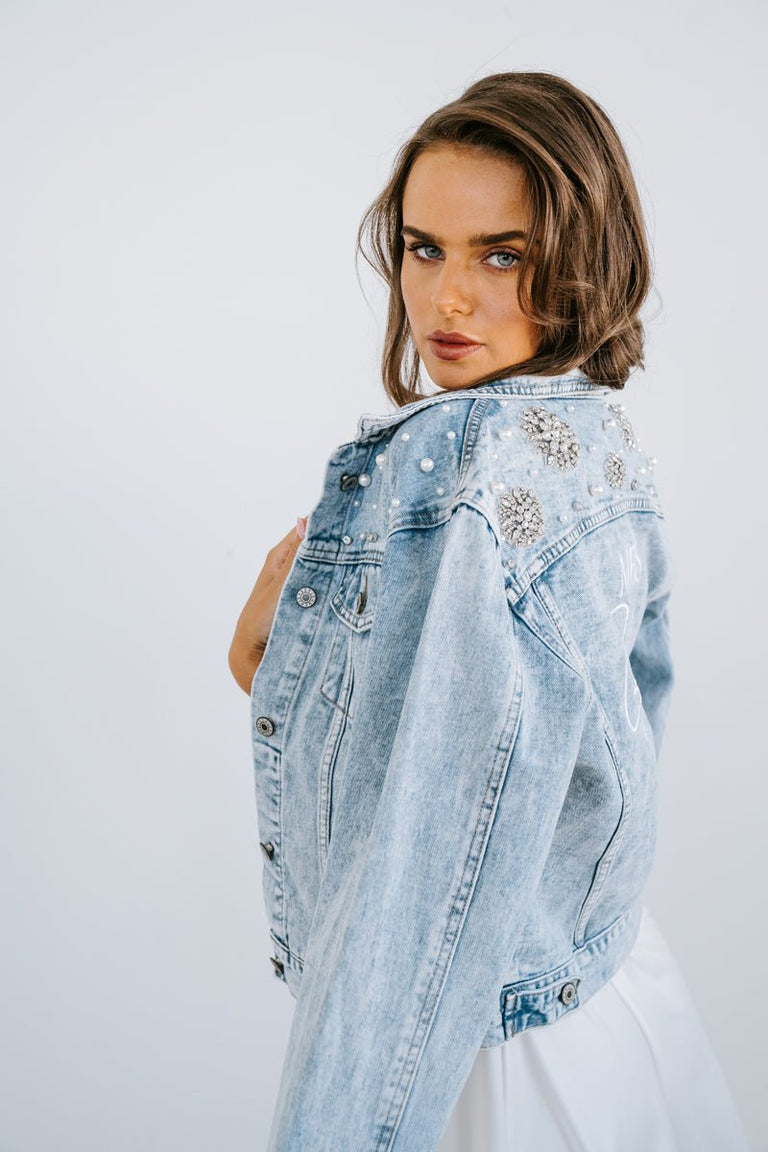 Embellished Bride Denim Jacket | Personalised Denim Jacket | Customised ...