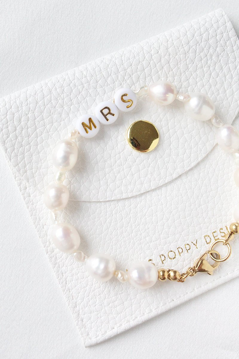 MRS Bracelet | Bridal Jewellery | Letters & Pearls Bracelet – Miss ...