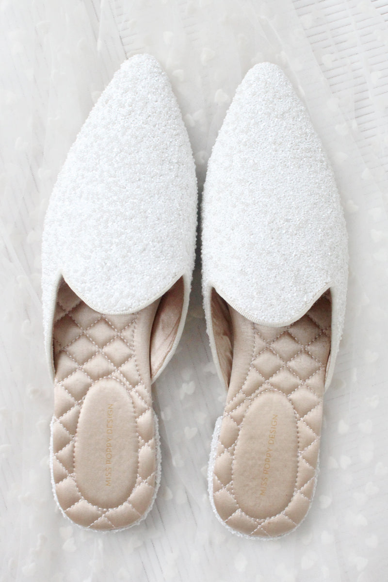 Bridal Slippers | Luxury Pearl Glitter Slippers | Slippers for Brides ...