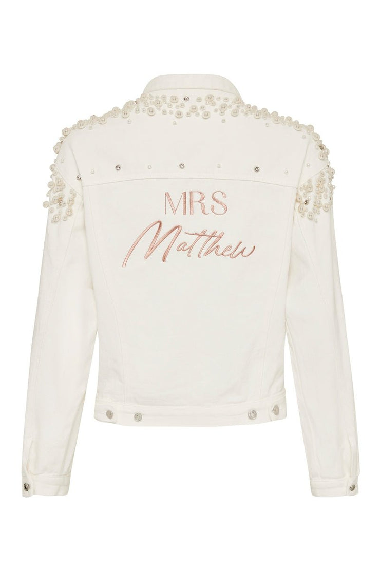 Buy Customised White Pearl Bride Denim Jacket Online ...